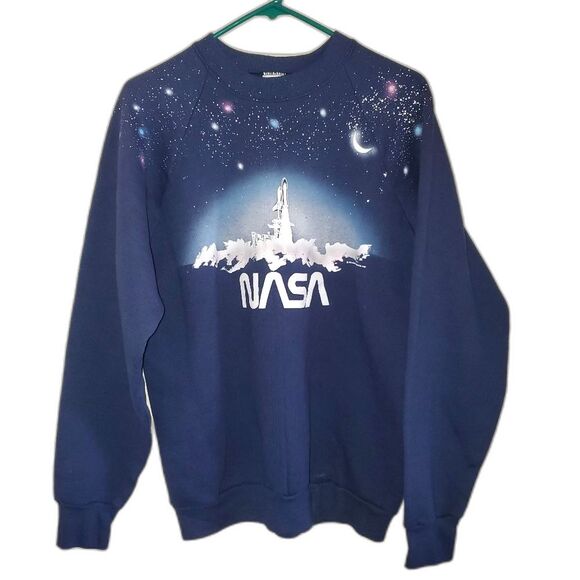 Vintage | Shirts | Vintage Nasa Blue Crew Neck Sweatshirt Fruit Of The ...